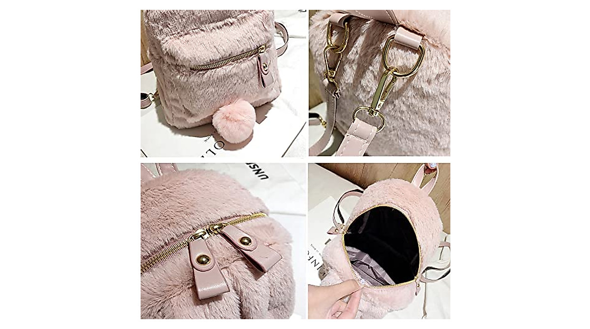 Mellshy Cute Rabbit Ears Fluffy Backpack - School & Travel