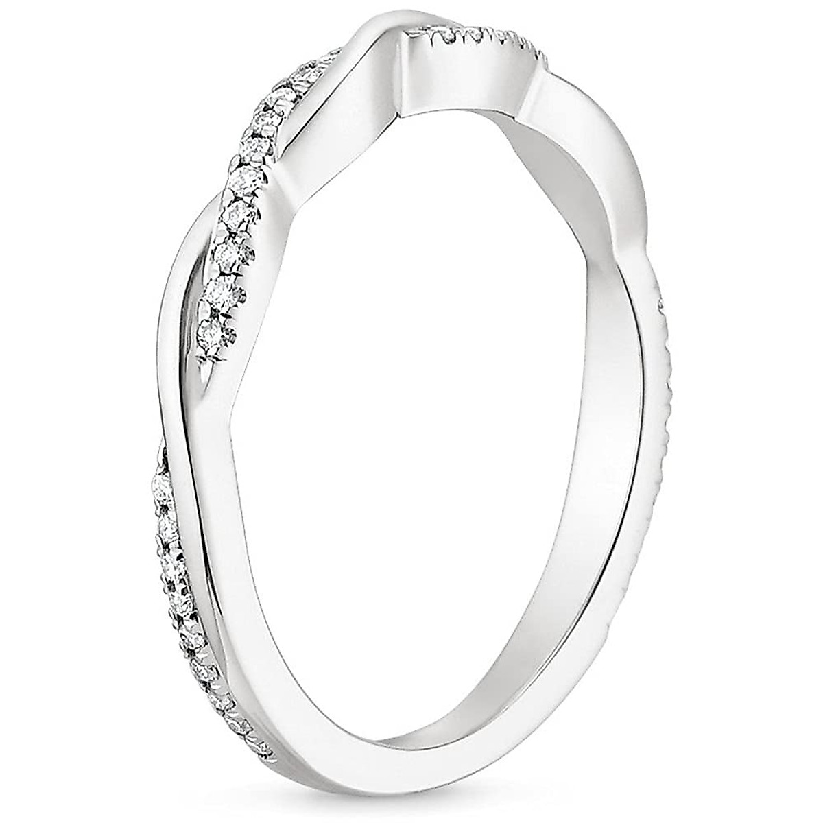 AHTAMOS Wedding Rings for Women 0.1 ct Petite Twisted Vine Moissanite Eternity Rings for Women Platinum Plated Silver Free Engraving Size 4