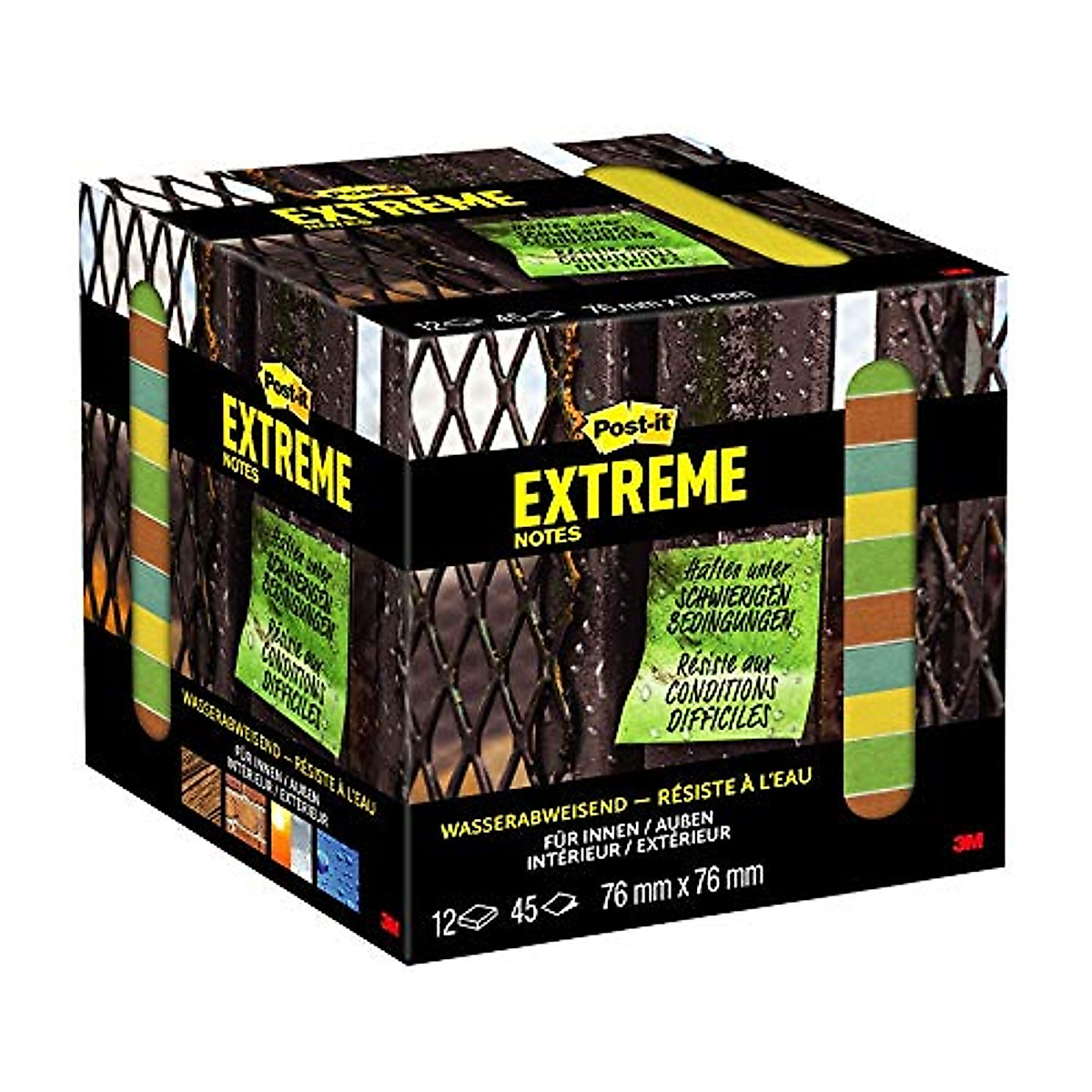 Post-it Extreme Notes EXT33M-12-FRGE, Assorted Colours, 76 mm x 76 mm, 45 Sheets