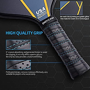 YC DGYCASI Graphite Pickleball Paddles Set of 2, 2022 USAPA Approved, Carbon Fiber Surface (CHS), Polypropylene Honeycomb Core, Anti-Slip Sweat-Absorbing Grip, 4 Pickleball, Portable Carry Bag