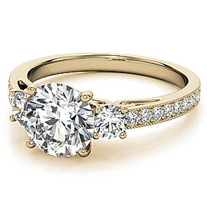 Luyona Bridal Set 1-1/3 CT Round-Cut Moissanite Engagement Ring for Women, Wedding Ring Sets 925 Sterling Silver (Customize, yellow gold)