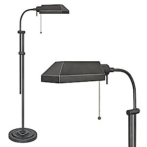 Kira Home Prescott 58" Adjustable Standing Pharmacy Floor Lamp, Brushed Pewter Finish, Includes 6W LED Bulb (60W eq.) Energy Efficient, Eco-Friendly