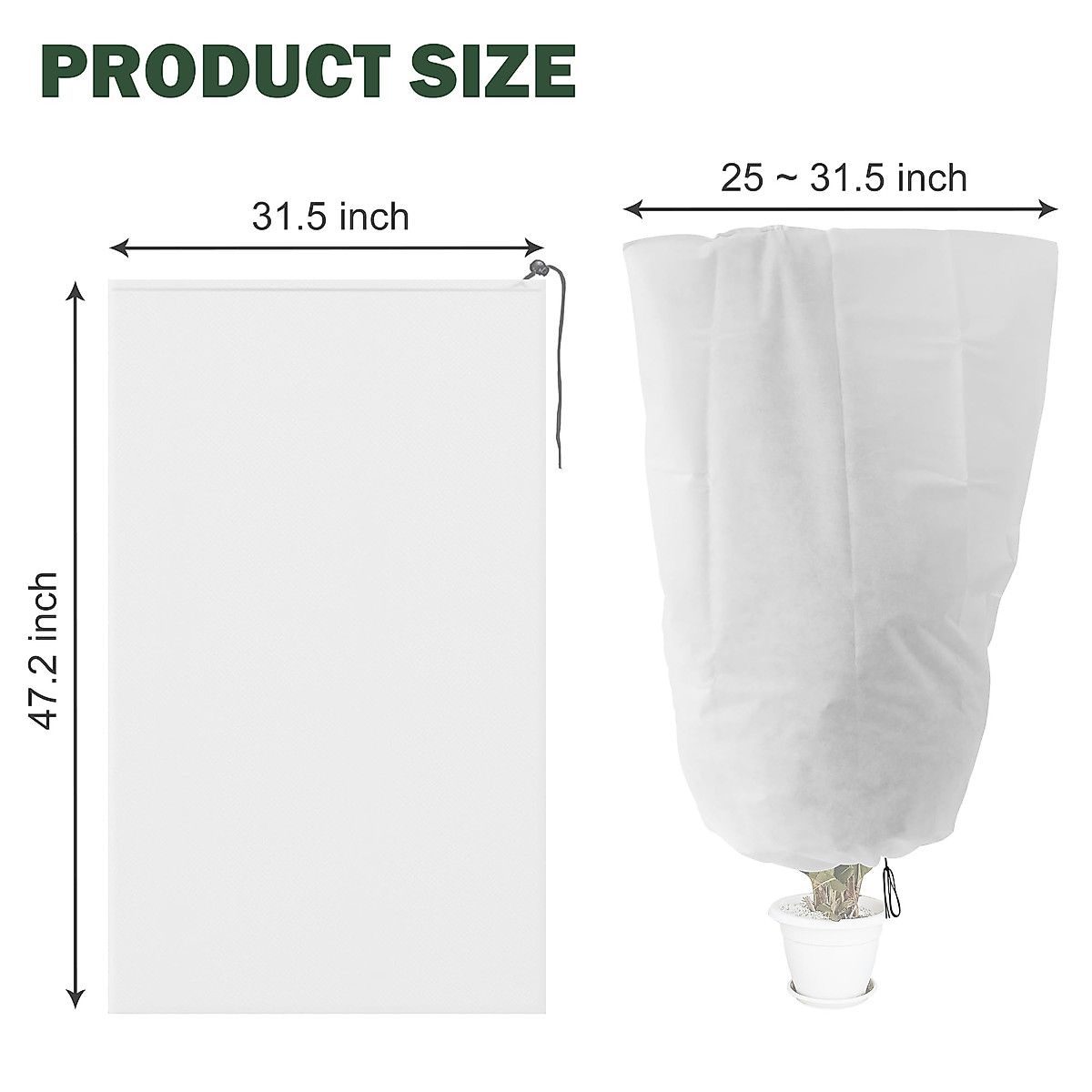 Alpurple 6 Packs Winter Zipper Plant Covers - 47" X 31.5" Warm Plant Protection Cover Bags, Frost Cloth Blanket Protecting Fruit Tree Potted Plants from Freezing Animals Eating