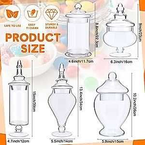 5 Pieces Glass Apothecary Jars with Lids Large Candy Buffet Display Decorative Jars Clear Storage Jars Candy Bar Organizer Canisters for Kitchen Bathroom Wedding Party, 5 Shapes