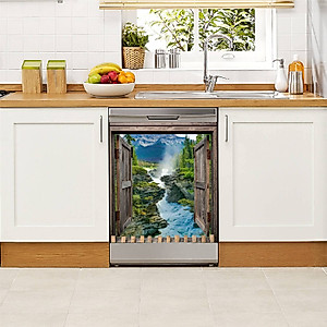 Dishwasher Magnet Cover Athabasca Falls Gorge Jasper Canada Magnetic Refrigerator Stickers Decorative Appliance Cover Fridge Panels Metal Door Garage 23x26in