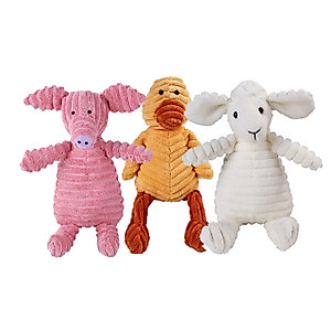 Adorable Plush and Squeaky Dog Chew Toys (3-Pack, Duck, Lamb, and Pig) - by Imbo Pets