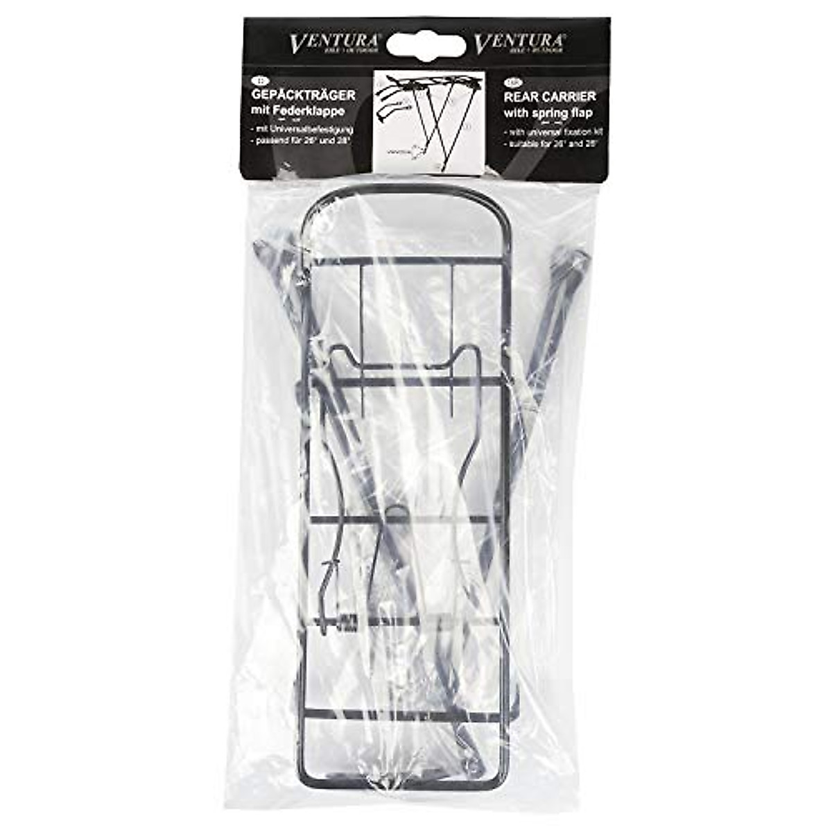 Ventura Economical Bolt-On Bicycle Carrier Rack, Adjustable Fit for 26"/28"/700c, Steel , Black