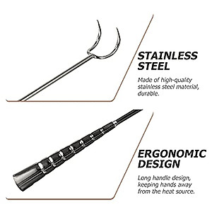 Cabilock Food Flipper Turner Hook Stainless Steel Grilling Meat Hook Small Barbecue Cooking Turners for Turning Bacon Steak Meat Vegetables Sausage Fish and More