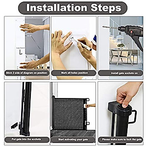 Retractable Baby Gate Dog Gate - Wiscky Extra Wide Safety Gates 33" Tall, Extends to 59" Wide, Easy to Roll and Latch Dogs Gate for Doorways, Stairs, Hallways, Deck, Banisters Indoor/Outdoor (Black)