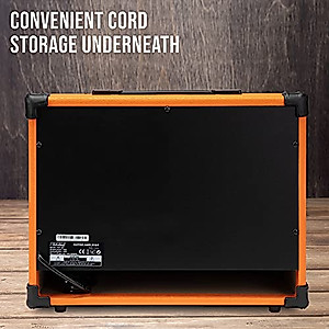 LyxPro 40 Watt Electric Guitar Amplifier | Solid State Studio Amp with 8” 4-Ohm Speaker, Custom EQ Controls, Drive, Delay, ¼” Passive/Active/Microphone Inputs, Aux in & Headphone Jack - Sunburst