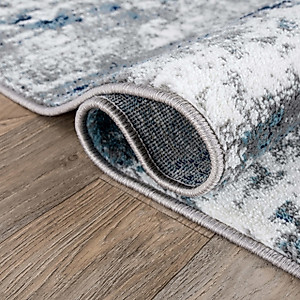 Rugshop Distressed Abstract Watercolor Area Rug 7'10" x 10' Blue