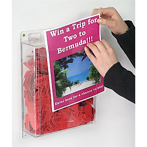 Displays2go Wall Mounted Suggestion, Clear Donation Box with Lock and Sign Holder (ICCBSBOX)