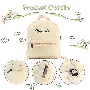 MT WORLD Toddler Mini Canvas Backpack - Personalized Vintage Daypack for Kids, Custom Monogram
