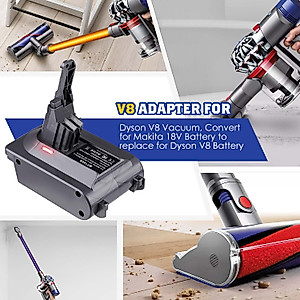EID V8 Adapter for Dyson V8 Battery,for Makita 18V Battery Compatible for Dyson V8 Series Animal Absolute V8 Fluffy Cordless Stick and Handheld Vacuum Cleaner(Adapter ONLY)