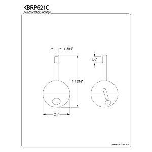 Kingston Brass KBRP521C Ball Assembly Cartridge (1 Piece), Raw