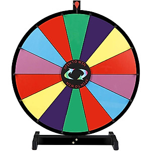 Smartxchoices Tabletop 24" Prize Spin Wheel 14 Spinning Slots Color Customize Spinner Wheel Game with Dry Marker Pen & Eraser,Trade Show Carnival Fortune