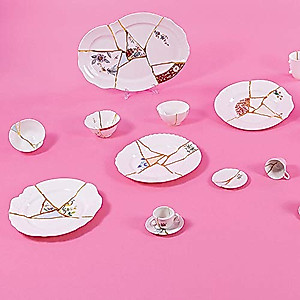 Seletti Kintsugi Tray in Porcelain and 24 Carat Gold