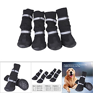 4pcs set Waterproof, Anti Slip Protective Boots dog boots Pet Dog Shoes for Large Dogs Red L ()