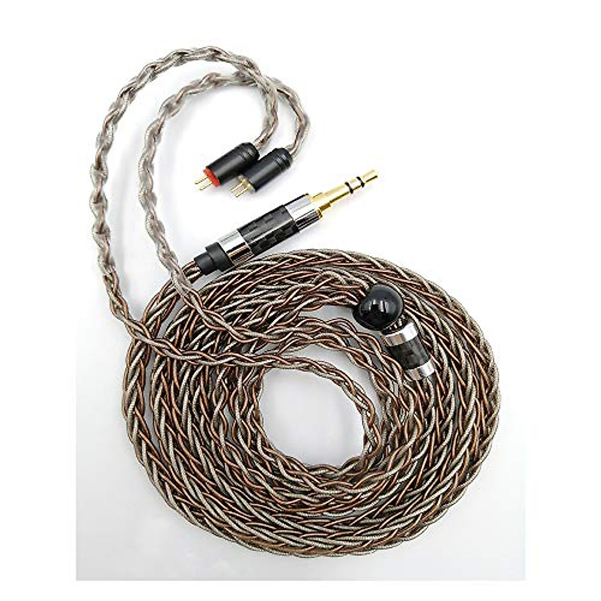 Senlee 8 Core Earphone Upgrade Cable Single Crystal Copper Sliver Foil Mixed Braided 2Pin Detachable Cable for 3.5MM Plug for C10 C16 KZ ZST ES4 AS06 ZS7 Earphones (3.5MM Plug, 2Pin)