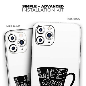 Design Skinz Life Begins After Coffee - DesignSkinz Protective Vinyl Decal Wrap Skin Cover Compatible with The Apple iPhone SE (2020) (Full-Body, Screen Trim & Back Glass Skin)