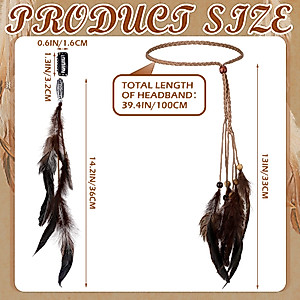 Geyoga 6 Pcs Feather Headband Feather Hair Clip Set Boho Hair Extensions with Feather Clip Comb Hippie Headpiece for Women(Simple Style)