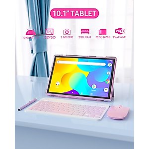 Tablet 2 in 1 Android 11 Tablets with Keyboard 10 inch Tabletas, Include Mouse Stylus Case Tempered Film, 6000mAh Tablet 32GB ROM 512GB Expandable Tableta, 8MP Dual Camera, WiFi BT Google Tablet PC.