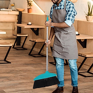 LIFKOME Broom for Floor Cleaning with 84 inch Long Handle Heavy Duty Broom for Sweeping Indoor Outdoor Kitchen Office Green