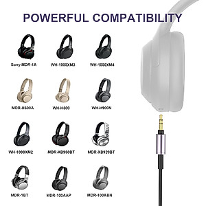 Gneinour WH-1000XM4 Microphone Cable Compatible with Sony WH-1000XM5 WH-1000XM4 WH-1000XM3 WH-CH510 WH-CH710N WH-CH700N WH-1000XM WH-XB910N Wireless Headphones 4.9ft