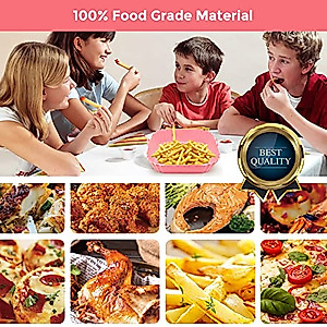 2 Pack Square Air Fryer Liners Silicone, 8 IN Food Grade Reusable Heat Resistant Silicone Air fryer Bowls Inserts Baskets Pots Accessories for COSORI Instant Vortex 4 to 7 QT Air Fryer Oven Microwave