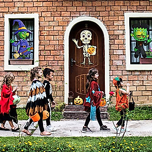 Sumind 4 Sets Funny Halloween Party Decoration Jointed Figures Halloween Door Hanger, Hanging Halloween Wall Decoration Signs Vampire, Skeleton, Witch, Zombie Banners for Halloween Party Decor