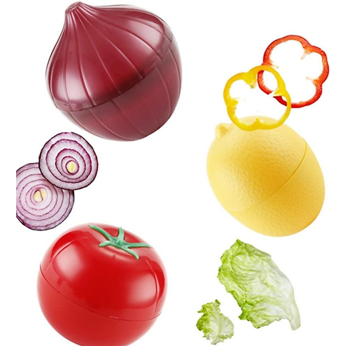 OUKEYI 5Pieces Fruit and Vegetable Storage Containers Reusable Refrigerator Box Storage Bowls Saver Holder Keeper for Green pepper,