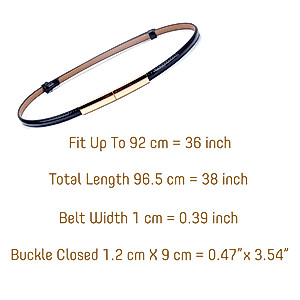 Women's Belt Dress Fashion Patent Leather Belts Adjustable 22"- 36" Skinny Slim Belt Genuine Leather Gold Color Buckle Waistband, Peach-Pink