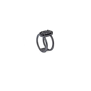 Kendra Scott Elyse Cocktail Ring, Size 8, Fashion Jewelry, Gunmetal-Plated Brass, Black Drusy