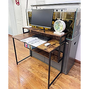 HAISEN Computer Desk with Shelf and Monitor Stand (XL)