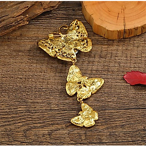 ulricar Crystal Rhinestone Butterfly Brooches For Women Pretty 3 Butterfly Insects Party Casual Brooch Lapel Pins Elegant Dress Accessories Wedding Christmas Birthday Jewelry Gift,Blue