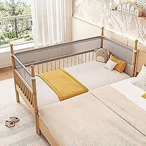 Bed Frame Wooden Bed, Solid Pine Stitching Bed with Headboard and Footboard Bedroom Furniture for Adults, Kids, Teens (Size : 150x80x40cm)