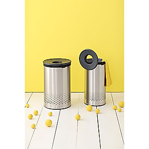 Brabantia Laundry Bin with Black Plastic Lid, 35 L - Matt Steel