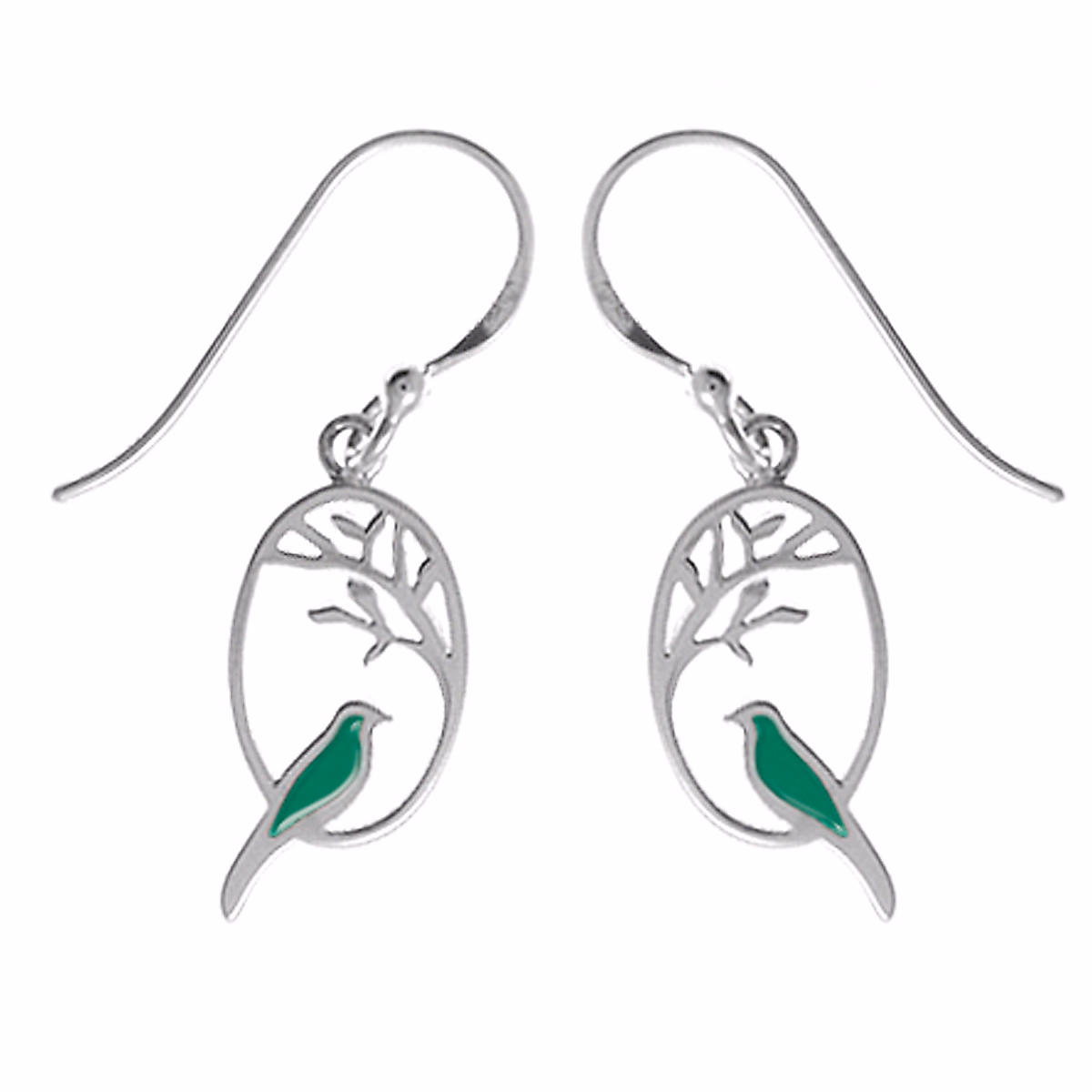 Boma Jewelry Sterling Silver Kelly Green Resin Bird Earrings