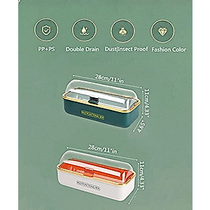 Flatware Tray Kitchen Drawer Organizer With Lid And Drainer,Plastic Tray with Lid Kitchen Cutlery and Utensil Drawer Organizer,Dust-Proof Utensil Countertop Storage Container With Drainer(Orange)