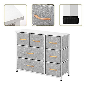 AZL1 Life Concept Dresser Storage Furniture Organizer-Large Standing Unit for Bedroom, Office, Entryway, Living Room and Closet-7 Removable Fabric Drawers, Light Grey