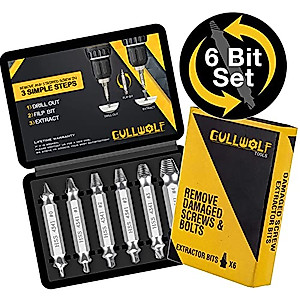 GULLWOLF Damaged Screw Extractor - Remover for Stripped Head Screws Nuts & Bolts | Drill Bit Tools for Easy Removal of Rusty & Broken Hardware | High Speed Steel | Superb Gift for Men