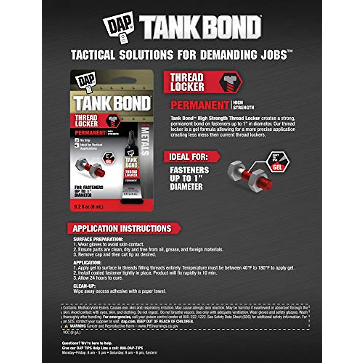 TankBond DAP INC 7079800166 High Strength Thread Locker, Red, 2 Ounces.2 Oz