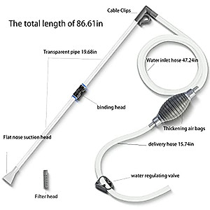 Fish Tank Gravel Vacuum Pump, Siphon Cleaner for Small Aquarium, Cleaning Tools, Water Changer and Drainage.