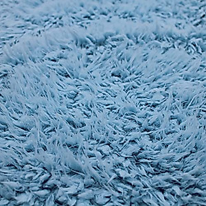 Texco Inc Flokati Curly Faux Fur Cuddly Fabric, Sky Blue 2 Yards