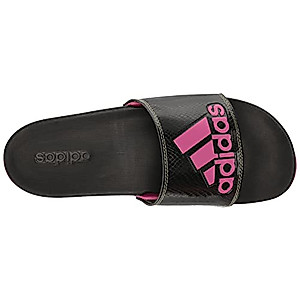 adidas Women's Adilette Comfort Slides Sandal, Black/Lucid Fuchsia/Gold Metallic, 7