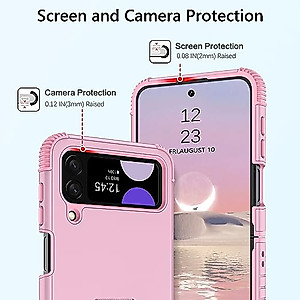 GUAGUA Compatible with Samsung Galaxy Z Flip 3 Case 5G 6.7 Inch Hybrid 2 in 1 Hard PC Soft TPU Heavy Duty Rugged Shockproof Full-Body Protective Phone Cover for Samsung Z Flip3, Pink