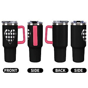 Racing Checkered Flag Heart 40 Oz Car Cup Stainless Steel Travel Mug Leak-Proof Insulated Tumbler with Handle Light Rose Red-style