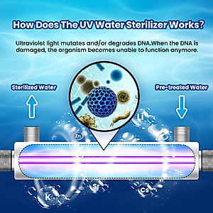 WIRELEL Water Purifier Filter for Whole House, Water Filter System 12 GPM 55W 110V + 3/4 Inch Inch MNTP