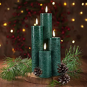 duduta Green Flameless LED Pillar Candles with Remote Φ 2" H 4" 6" 8" 10", Slim Tall Battery Operated St Patricks Day Candles Set of 4