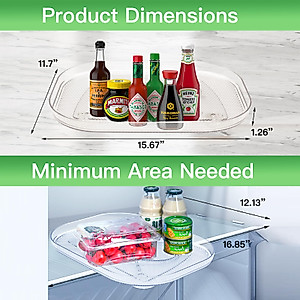 Refrigerator Lazy Turntable Organizer, 11.81'' Clear Rectangular Refrigerator Organizer, Square Lazy Turntable for Refrigerator Cabinets, Table, Pantries, Kitchen, Counterops, Pantry Organizer,